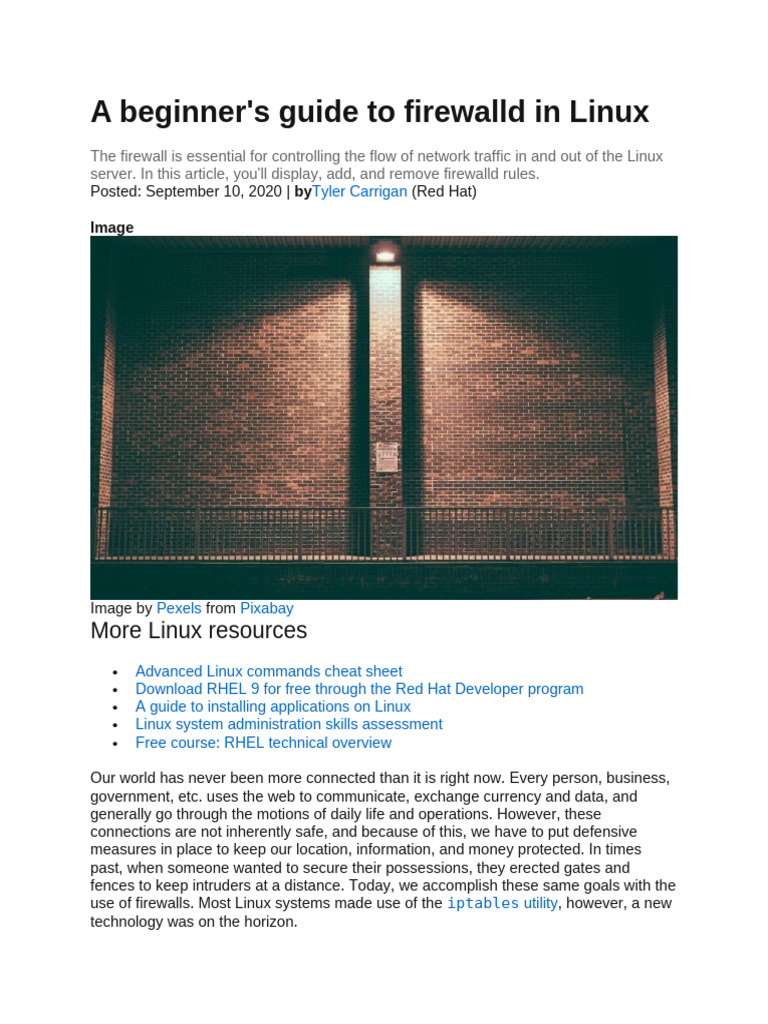 Beginner's Guide To Firewalld in Linux | PDF | File Transfer Protocol | Firewall (Computing)