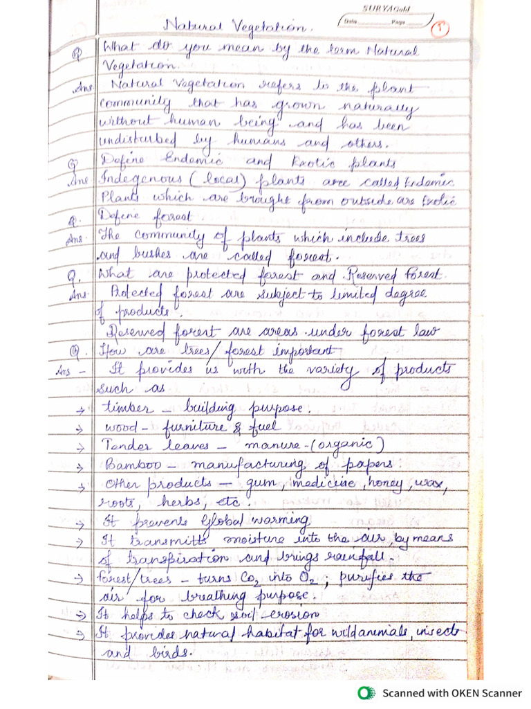 Notes On Natural Vegetation | PDF