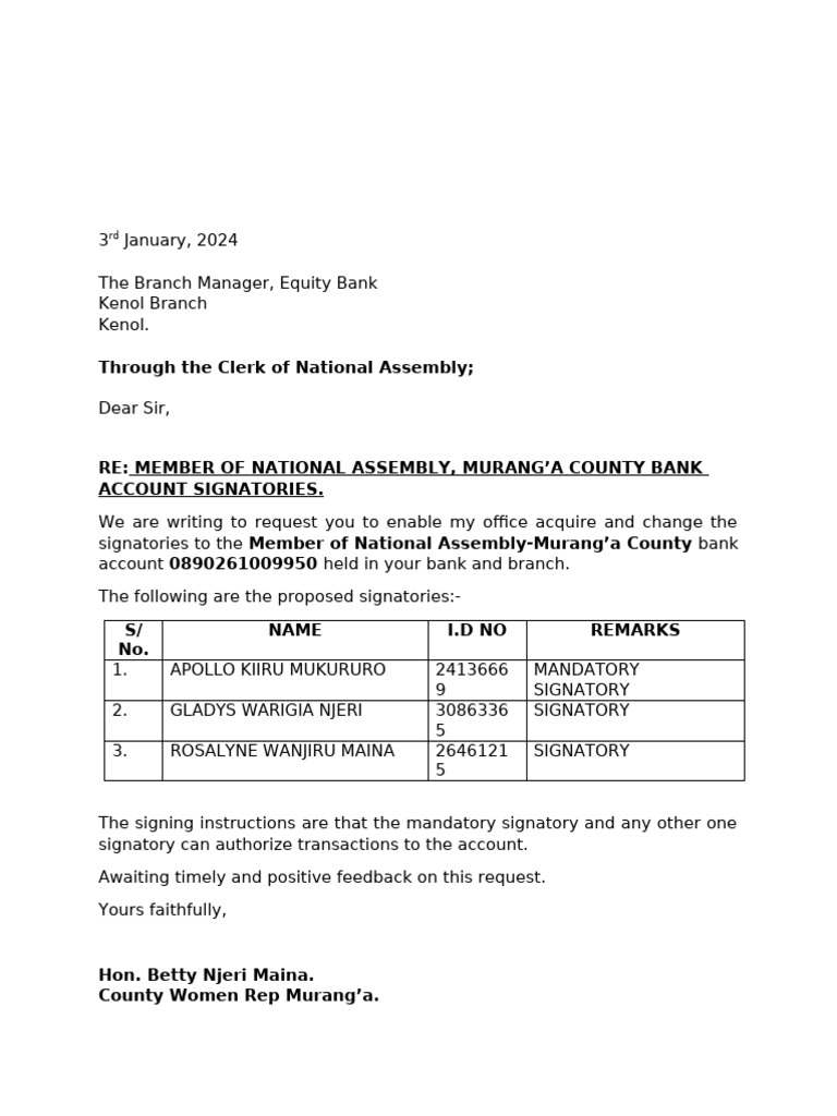 009 Acc Change Letter | PDF