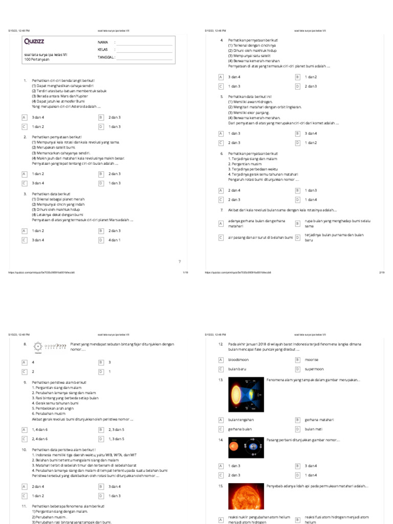 Soal Tata Surya Ipa Kelas VII | PDF
