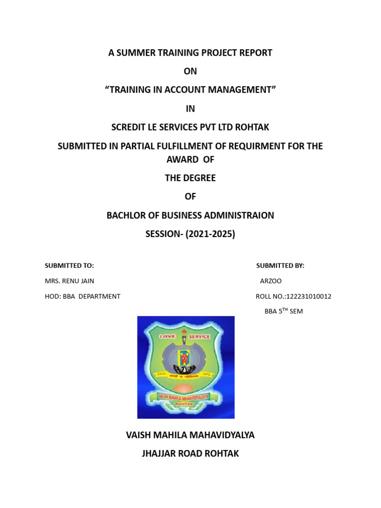 A Summer Training Project Report-1 | PDF | Sampling (Statistics ...