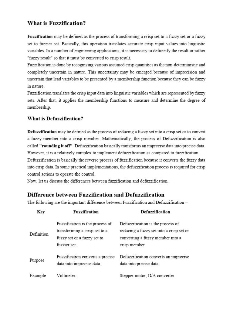 Fuzzification and Defuzzification Explained | PDF | Fuzzy Logic | Applied Mathematics