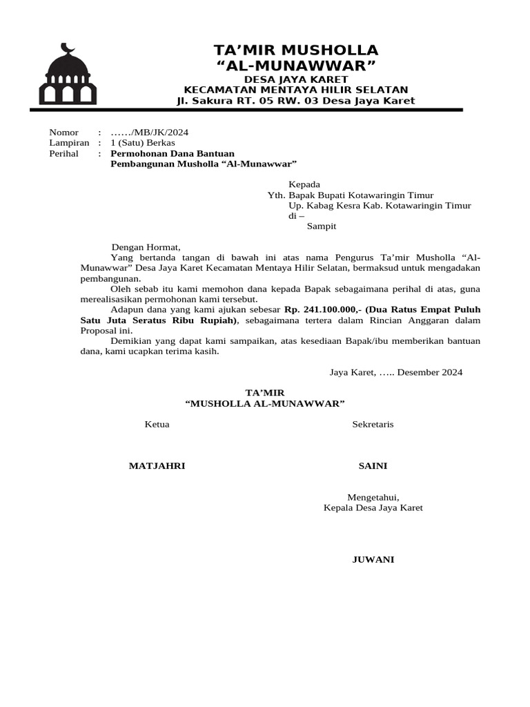 Prop. Musholla Munawar | PDF