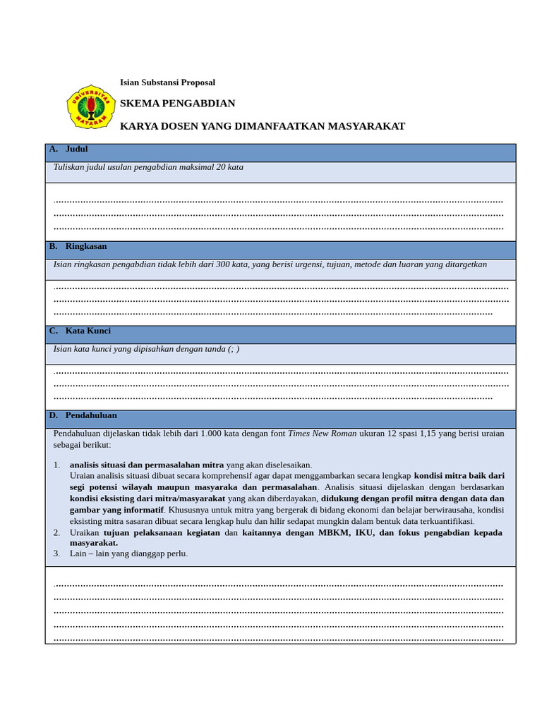 Isian Substansi Proposal Pengabdian PNBP 2025 | PDF