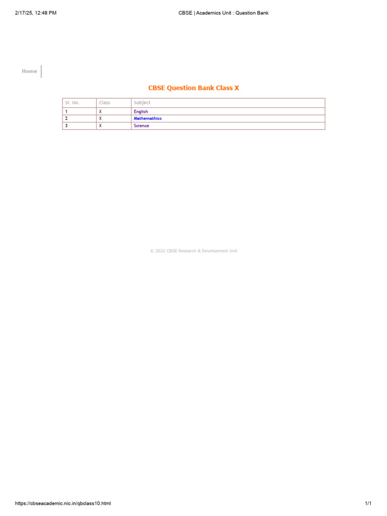 CBSE - Academics Unit - Question Bank | PDF