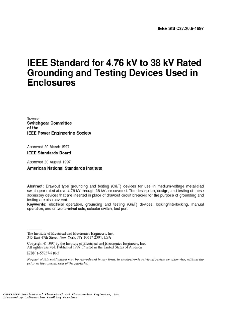 ANSI C37.20.6 (Ground and Test Devices) | PDF | Switch | Institute Of ...