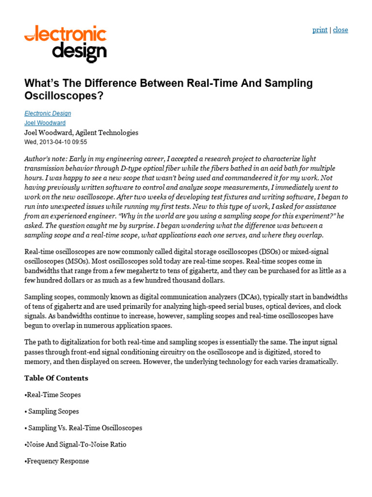 Real-Time vs. Sampling Oscilloscopes Explained | PDF | Sampling (Signal ...