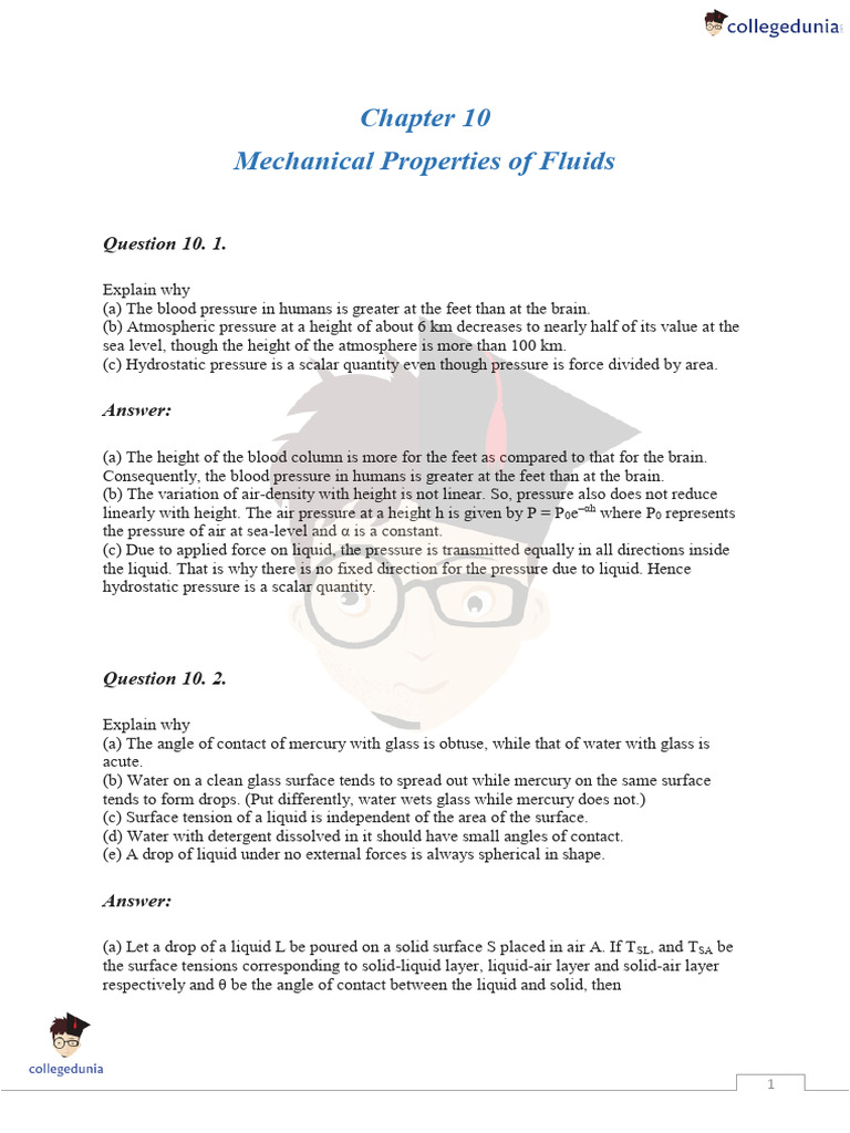 Mechanical Properties of Fluids | PDF | Pressure | Fluid Mechanics