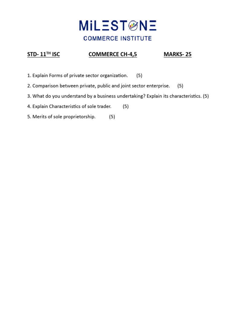 STD-11 ISC Commerce Ch-4,5 MARKS - 25 | PDF