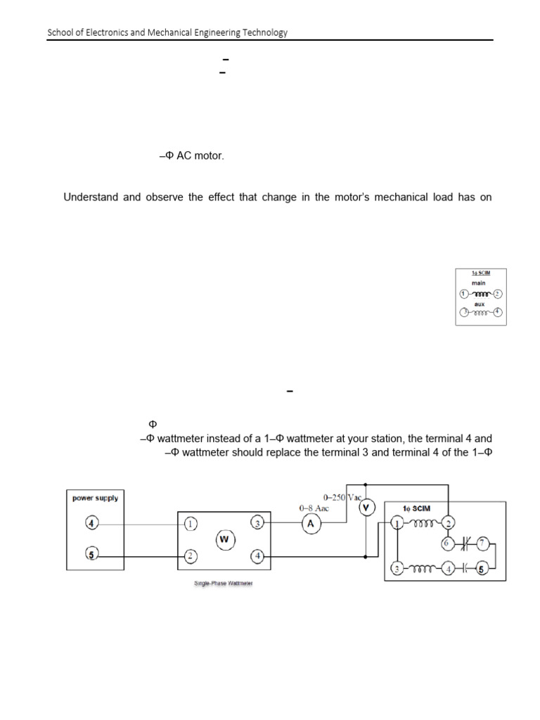 Single-Phase AC Motors Lab Guide | PDF | Electric Motor | Electrical ...