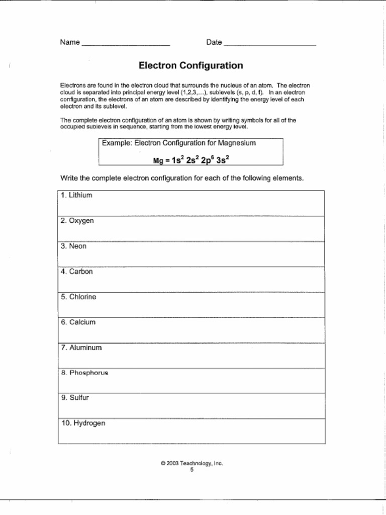 worksheet electron configurations | PDF