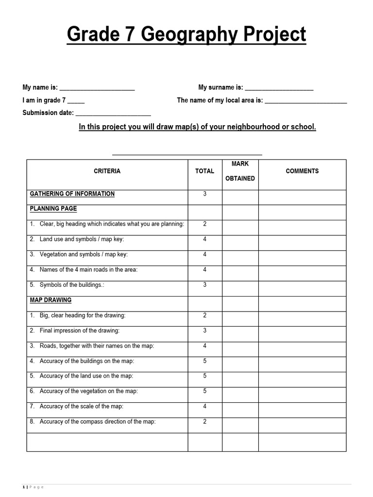 Grade 7 Geography Project | PDF | Map | Cartography