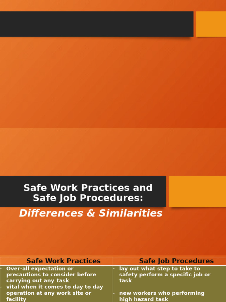 Safe Work Practices and Safe Job Procedures | PDF