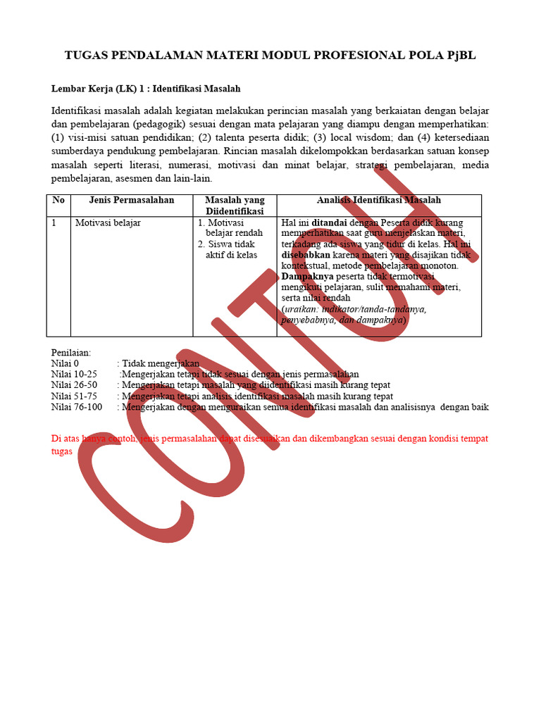 Contoh LK 1 - TUGAS PjBL Profesional | PDF