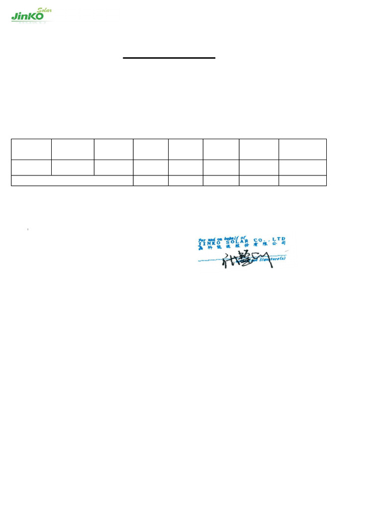 ++11 Solar PV Panel - Nrv-220406 - Proforma Invoice (Jinko Solar) | PDF