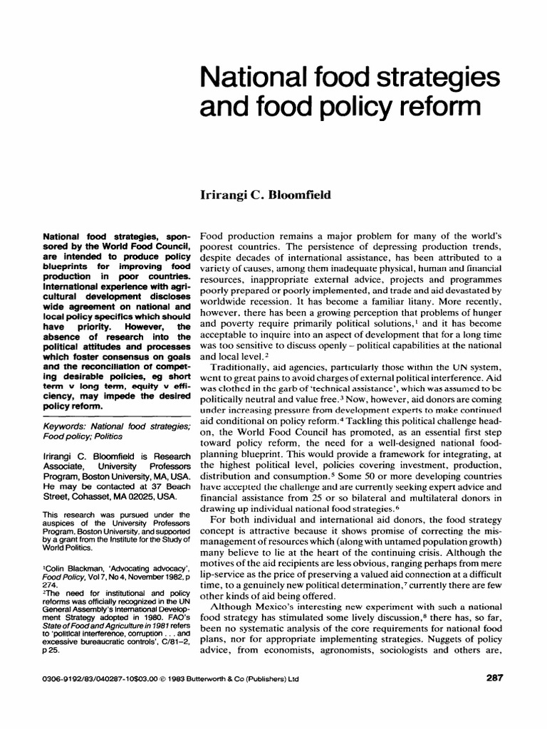 National Food Strategies | PDF | Agriculture | Aids
