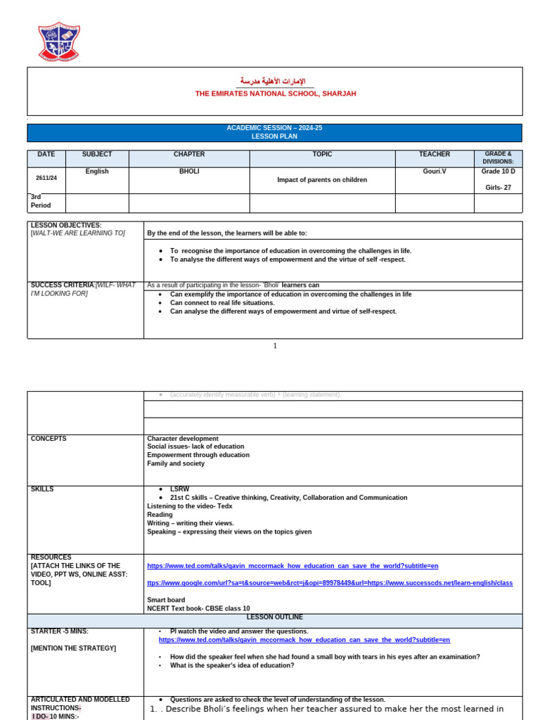 Grdae 10E - 3rd Period | PDF | Learning | Cognition
