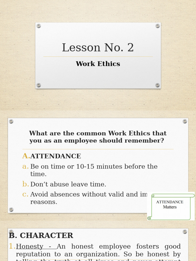 W IMMERSION Lesson No 2 Work Ethics | PDF | Integrity