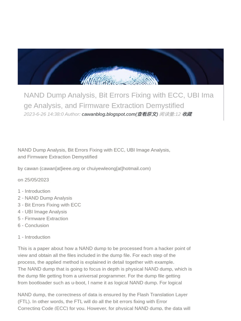 NAND Dump Analysis, Bit Errors Fixing With ECC, UBI Image Analysis, and ...