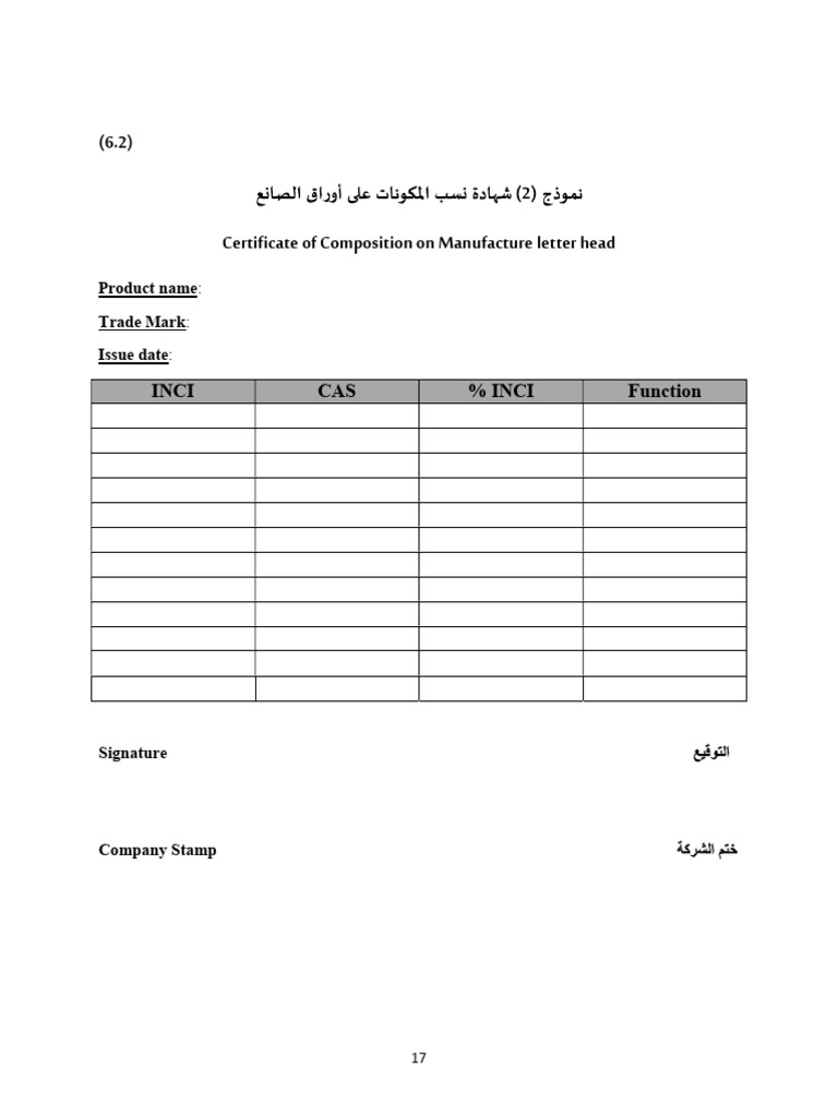 Inci CAS % Inci Function: Product Name Trade Mark Issue Date | PDF