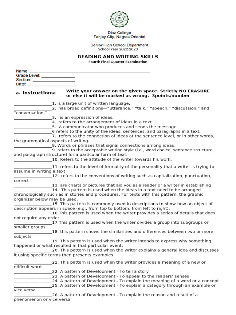Reading and Writing Skills Overview | PDF | Semantics | Word