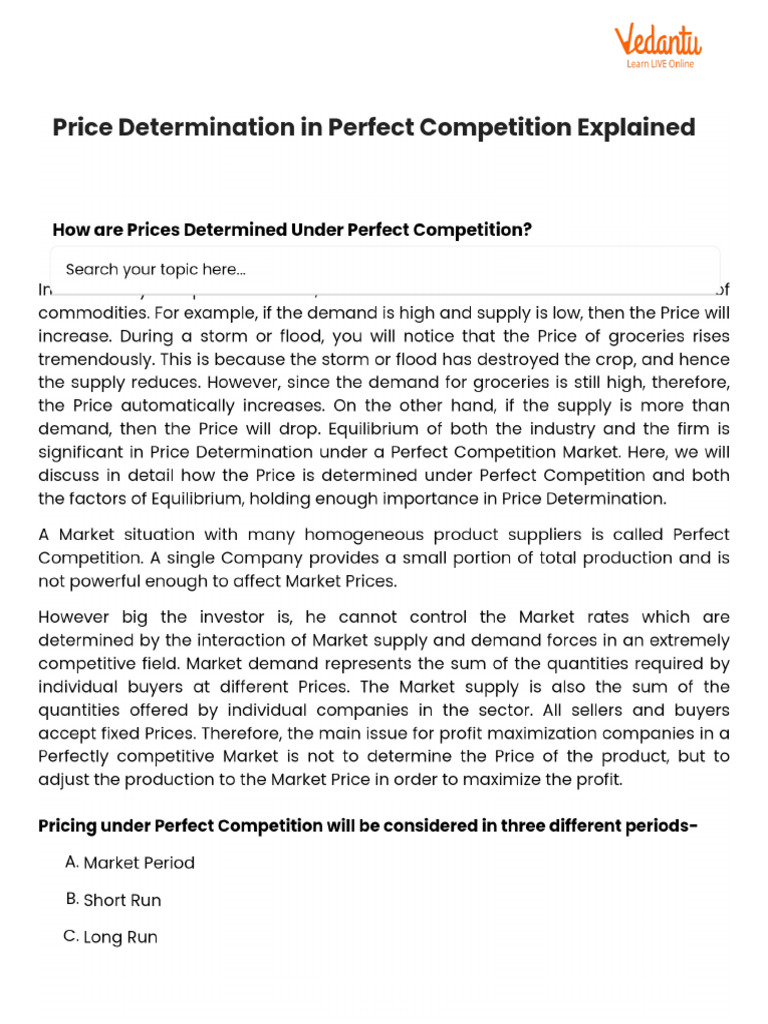 Price Determination in Perfect Competition Explained | PDF