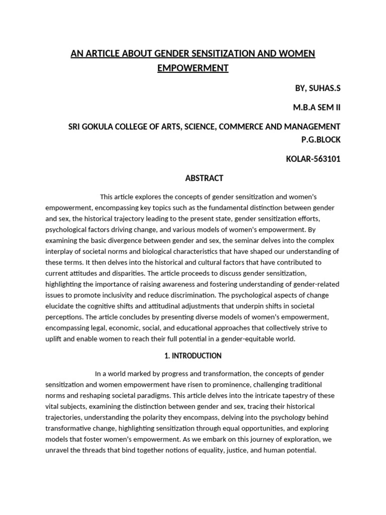 Gender Sensitization & Women's Empowerment | PDF | Gender | Gender Studies