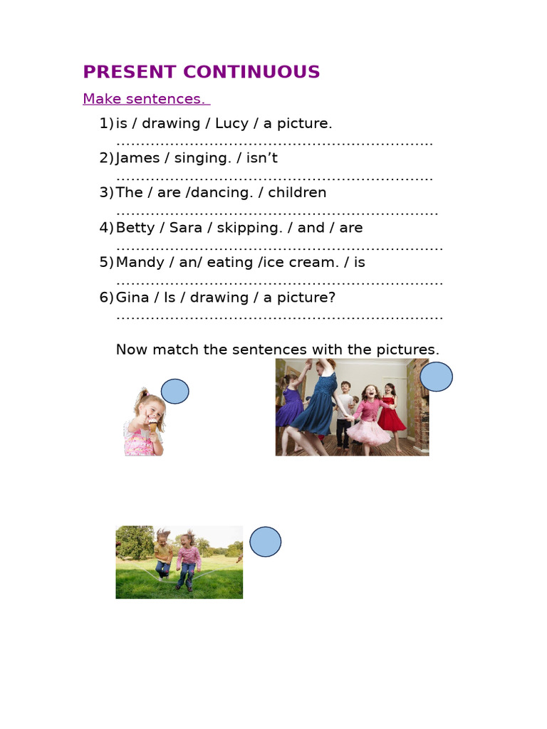 PRESENT CONTINUOUS Junior | PDF