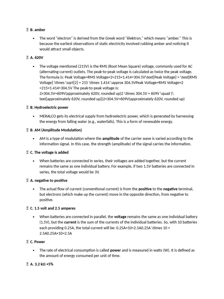 Electron Answer Key | PDF | Resistor | Series And Parallel Circuits