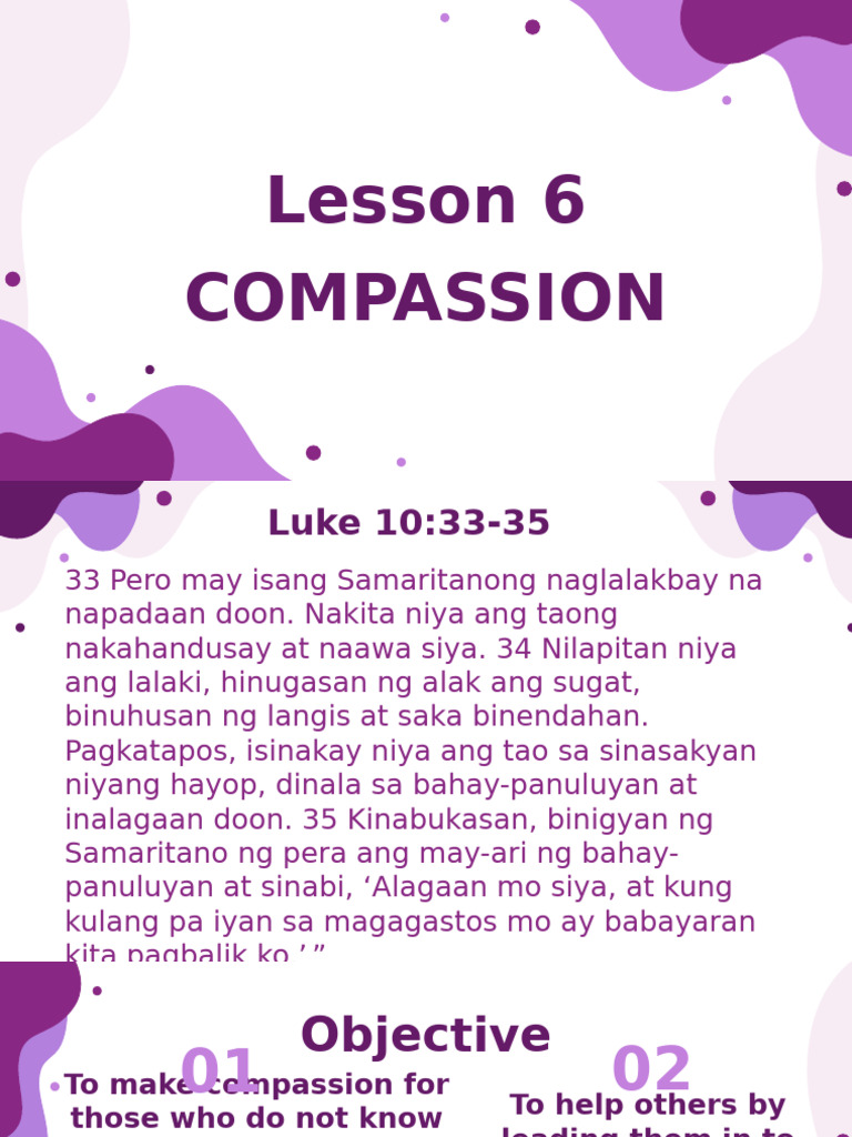 Lesson 6 Compassion | PDF | Christian Belief And Doctrine | Theology