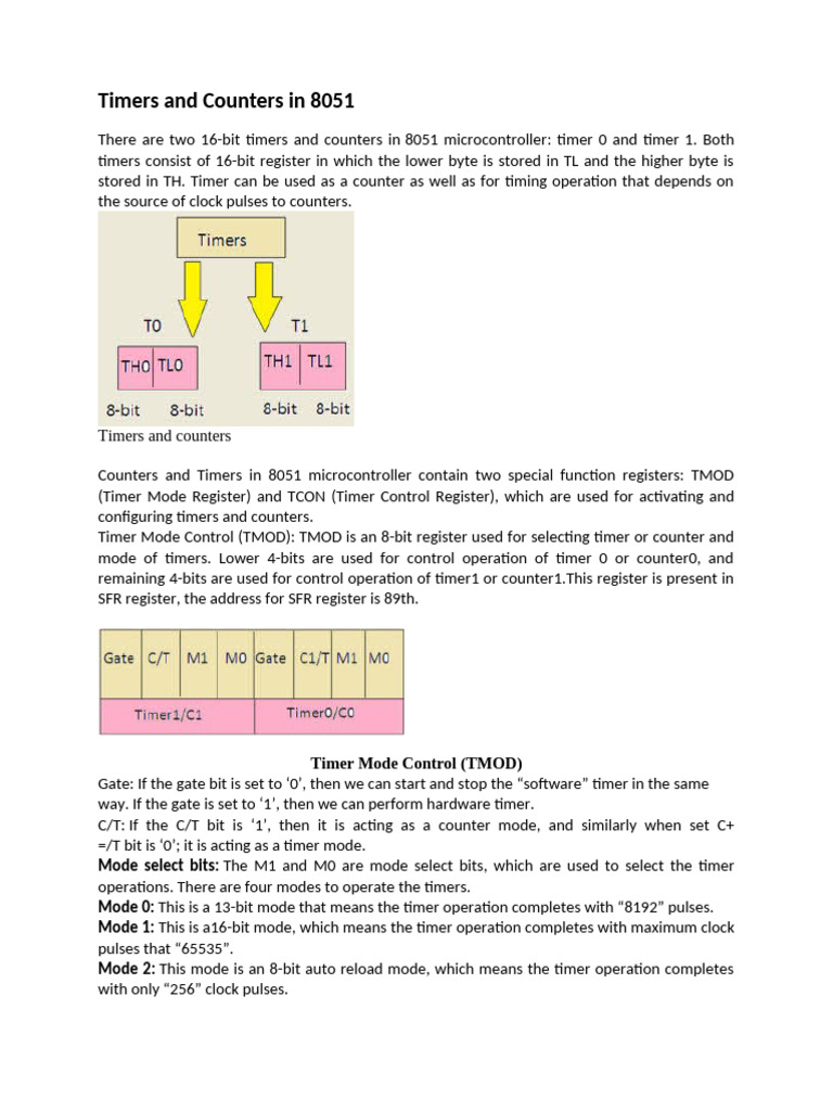 Timers and Counters in 8051 | PDF | Central Processing Unit | Integrated Circuit