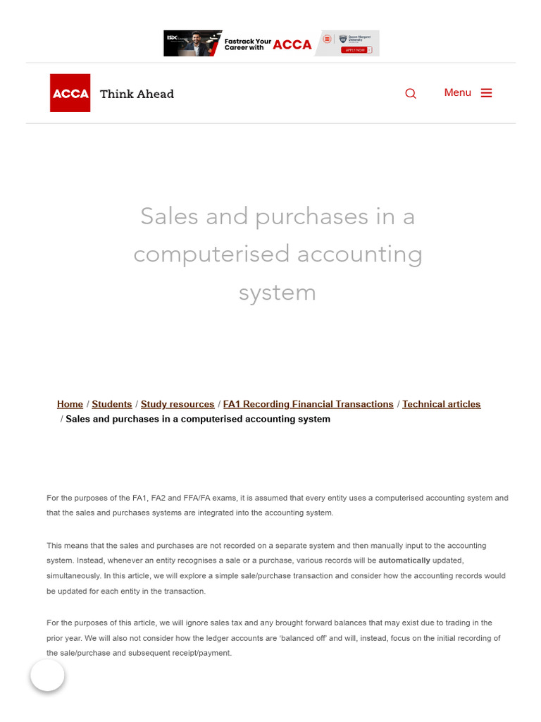 Sales and Purchases in Accounting Systems | PDF | Debits And Credits ...