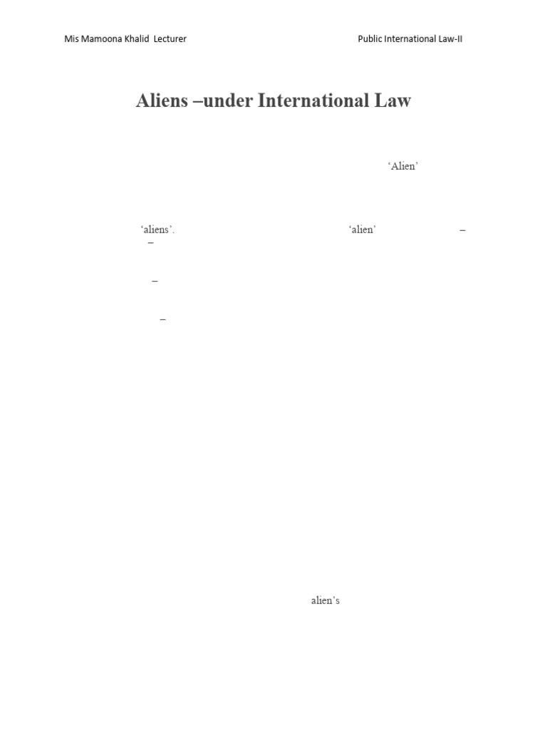 Aliens –under International Law | PDF | Alien (Law) | Travel Visa