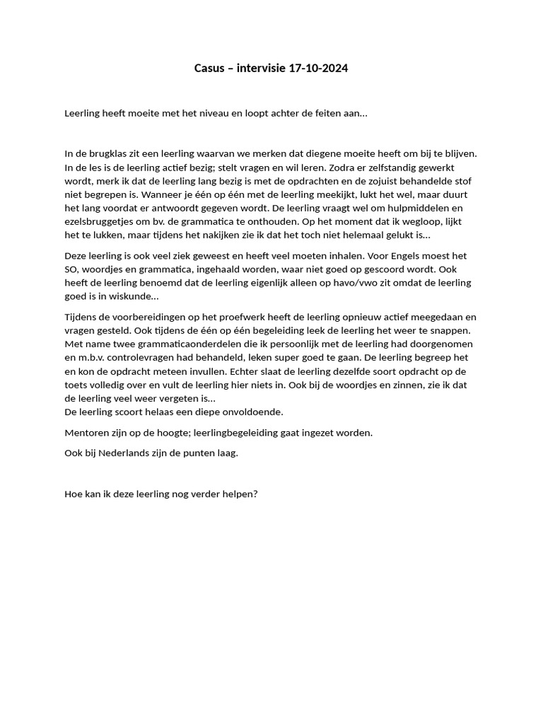 Casus Intervisie | PDF
