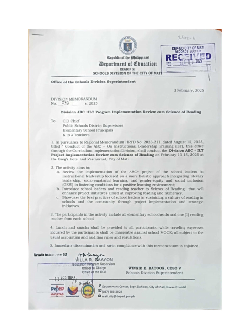 Memo Deped | PDF