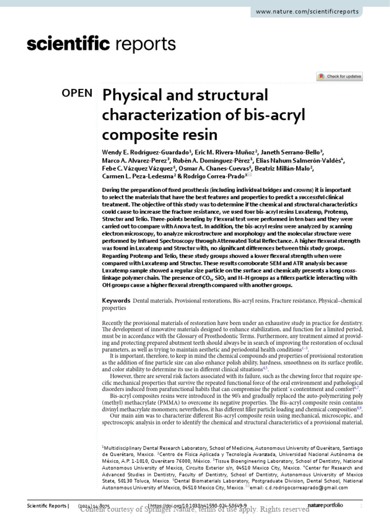 Bis-Acryl Composite Resin Analysis | PDF | Creative Commons License ...