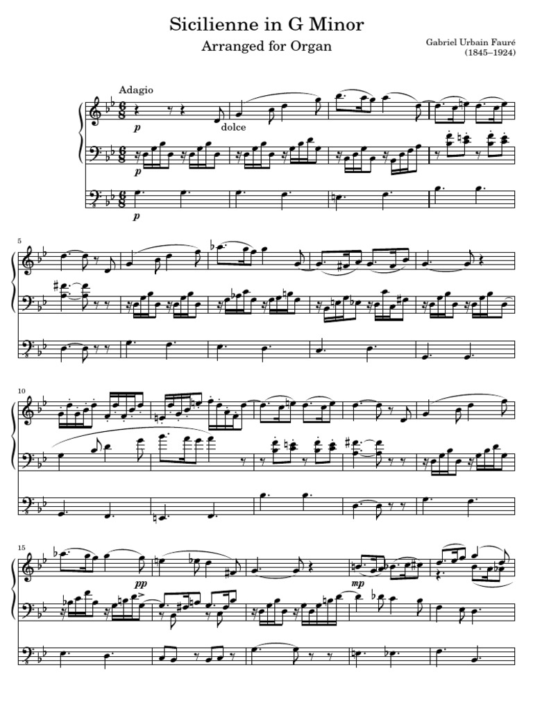 Sicilienne Op Gabriel Faur | PDF | Compositions | Keyboard Instruments