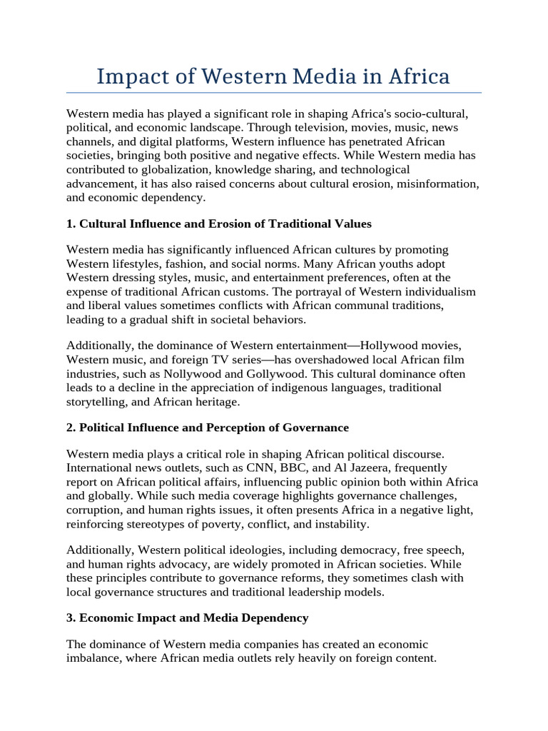 Western Media's Influence on Africa | PDF | News | Consumerism
