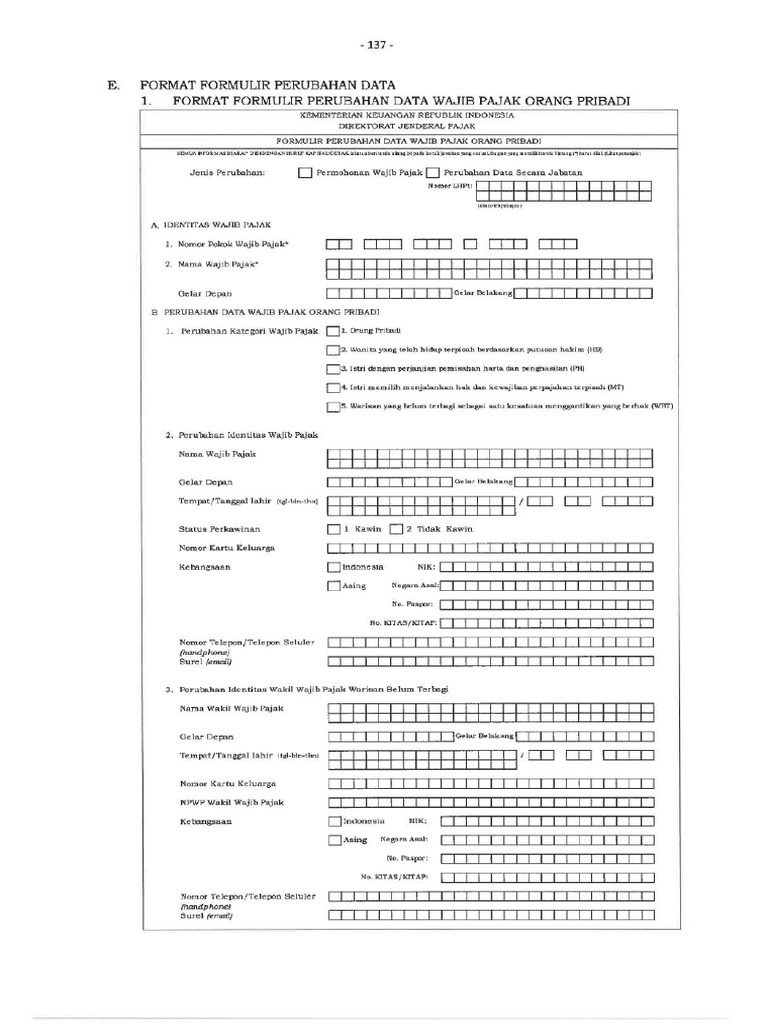 Formulir Perubahan Data WP Op | PDF