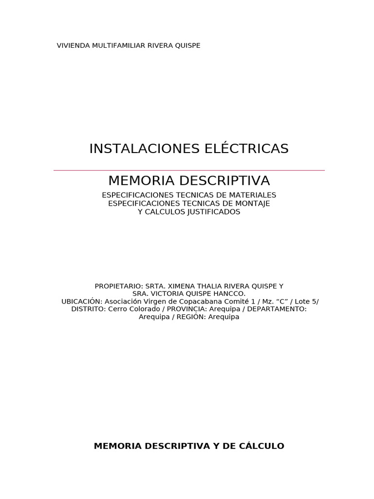 Memoria Edificio | PDF | Aislador (Electricidad) | Corriente eléctrica