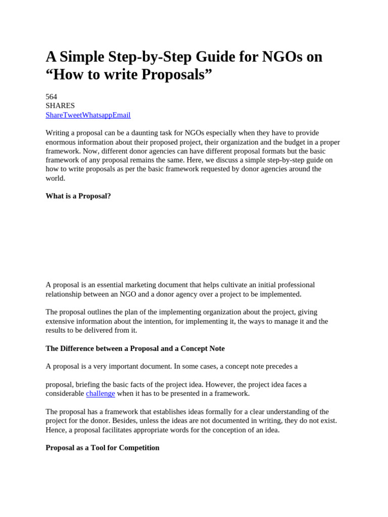 A Simple Step to write proposal | PDF | Non Governmental Organization ...