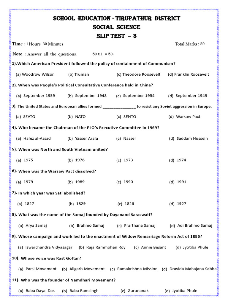 TPT Ss em MCQ (50) - Slip Test 3 | PDF | Taxes | Value Added Tax