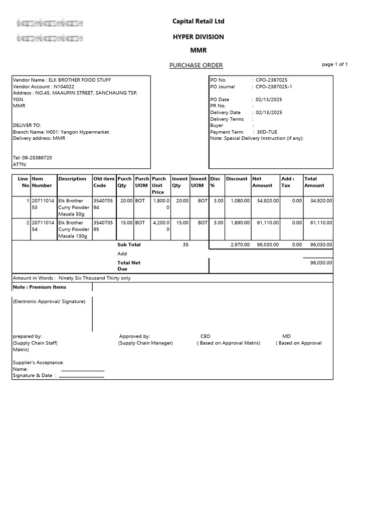 Elk Brother Food Stuff Ygn | PDF | Business