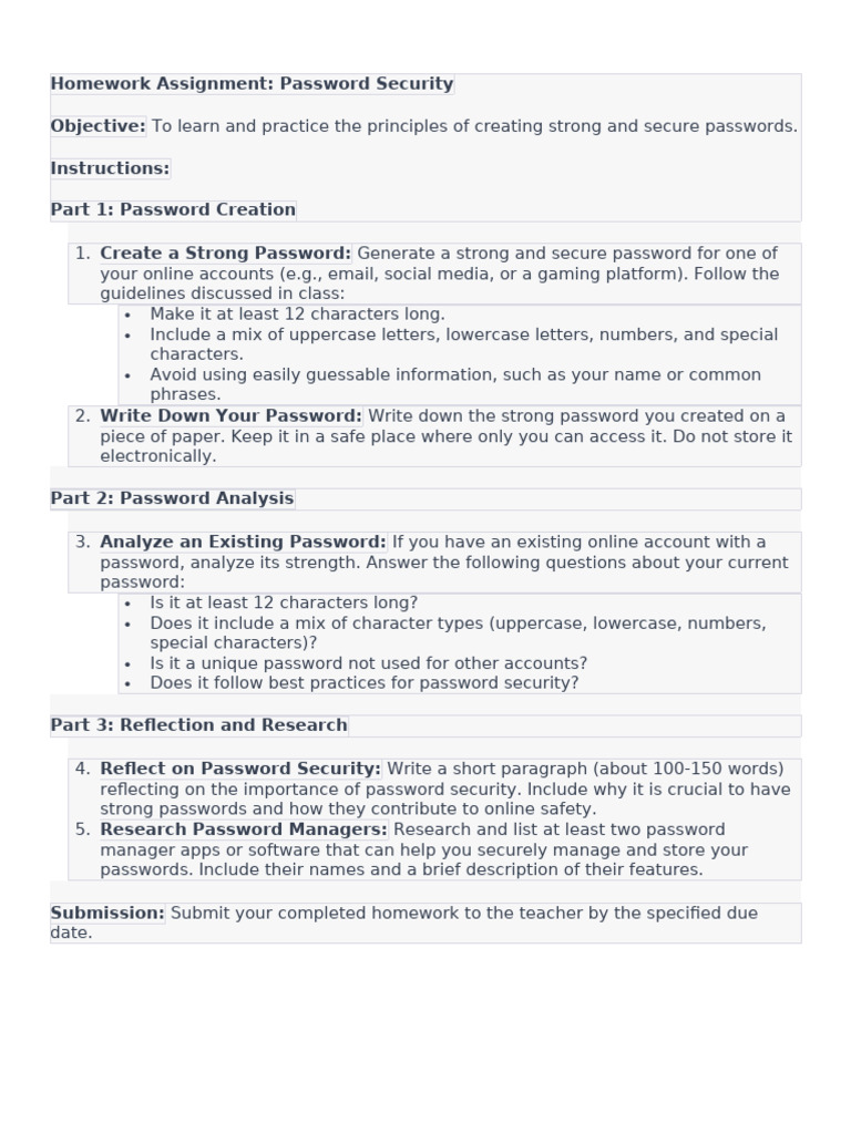 Homework Assignment | PDF