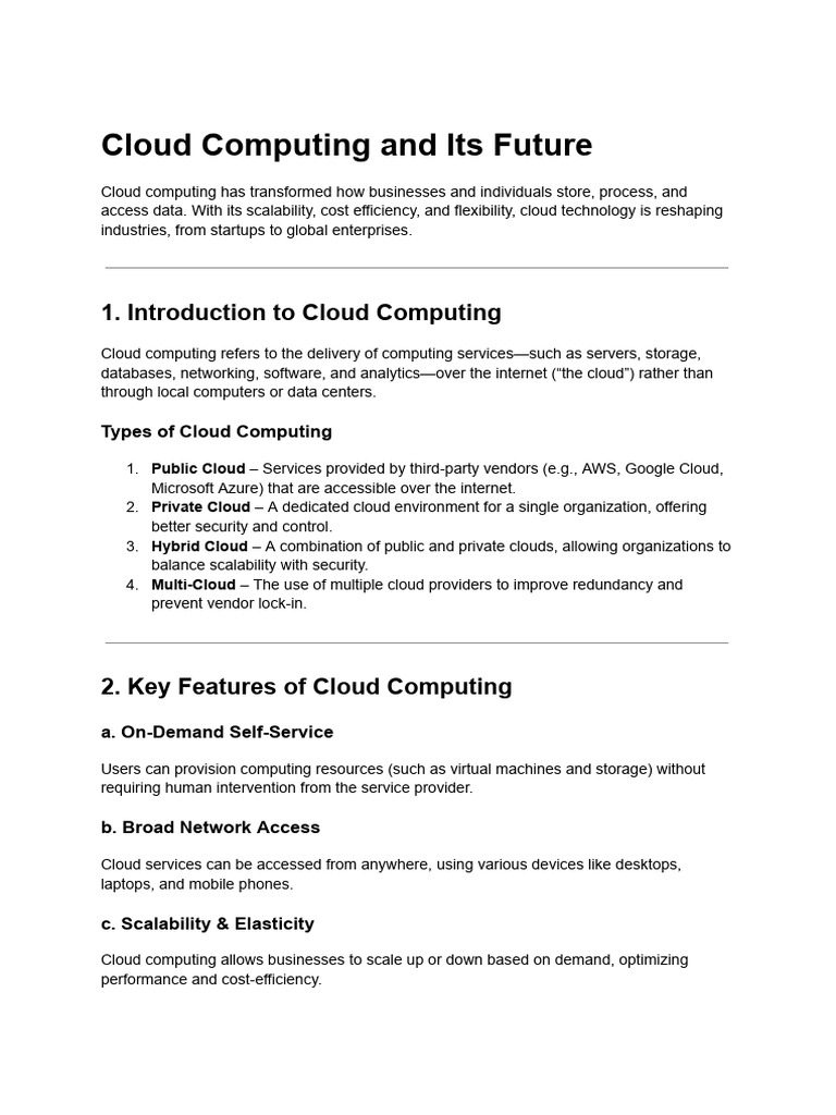 Cloud Computing And Its Future Pdf Cloud Computing Scalability