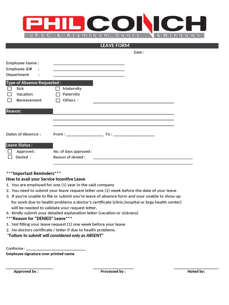 Leave of Absence form | PDF