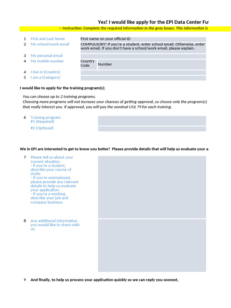 EPI DCFS Application Form Individual v0.6 | PDF