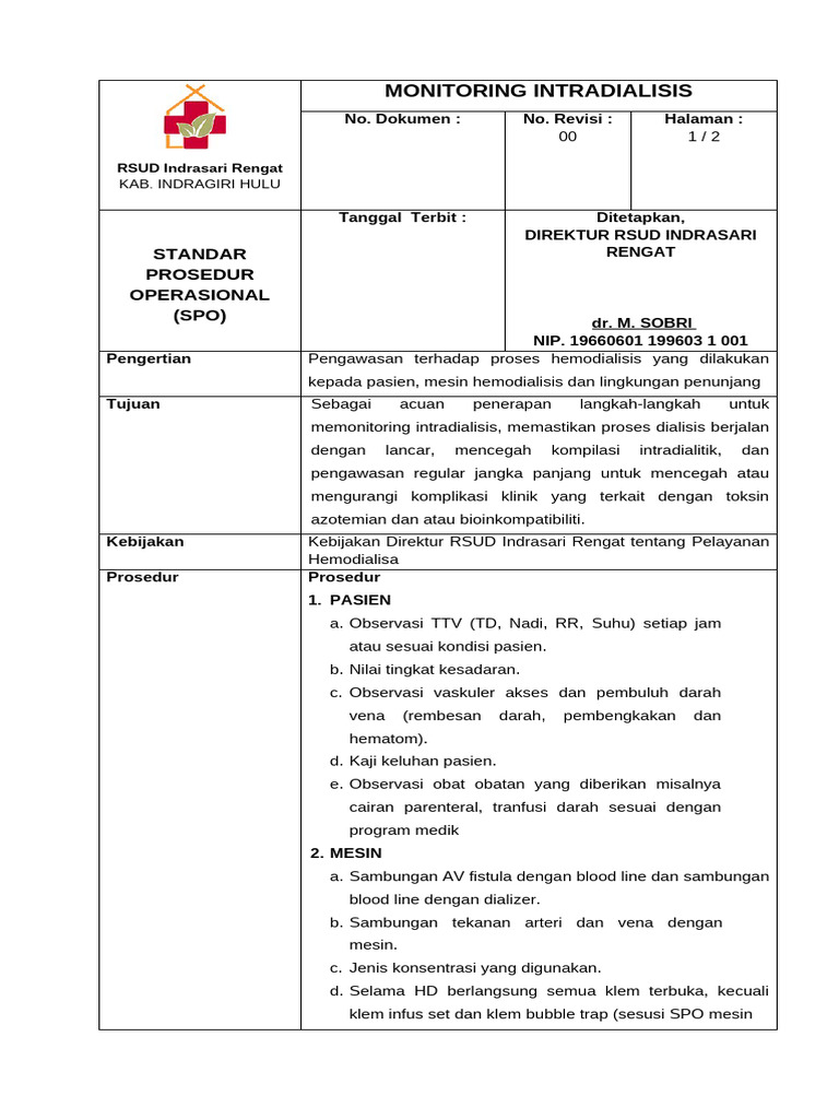 Monitoring Intradialisis | PDF