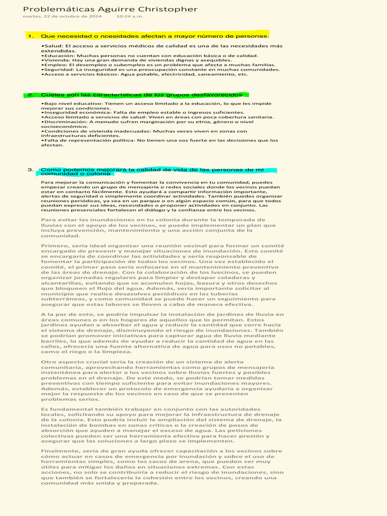 Problemáticas Aguirre Christopher | PDF | Inundar | Agua