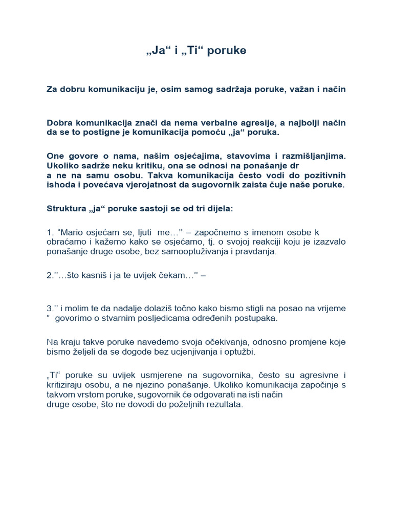 „Ja-i-„Ti-poruke | PDF